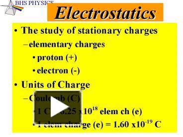 Electrostatics Presentation Free To View