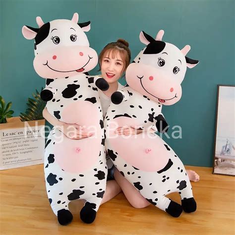 Jual Boneka Guling Sapi 80cm Bahan Plush Import Guling Boneka Sapi 80cm Dan 60cm Lembut Halus