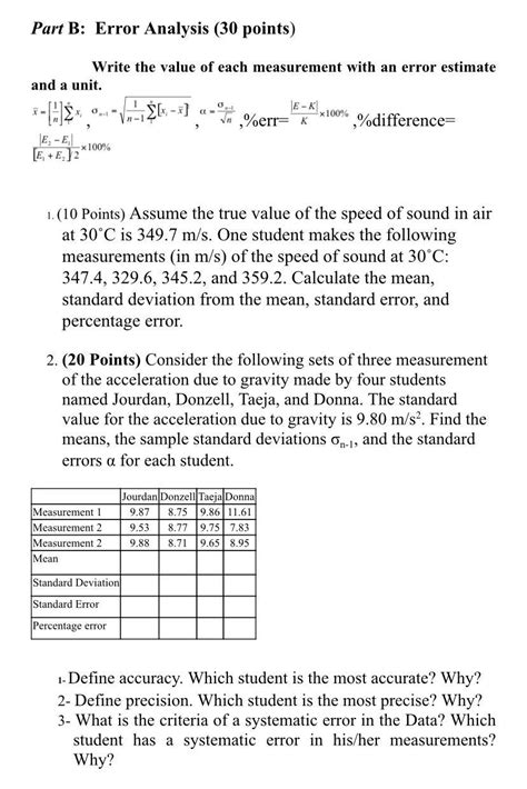 Solved Part B Error Analysis Points Write The Value Of Chegg