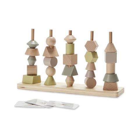 26pc By Astrup Wooden Educational Stacking Shapes Tower Activity Set