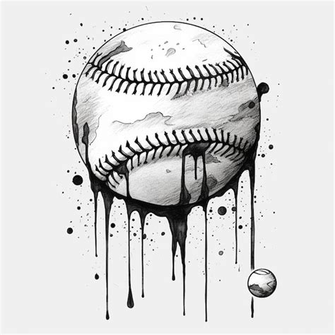 Premium Ai Image A Drawing Of A Baseball With A Dripping Base And A