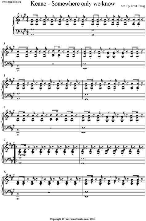 Keane Somewhere Only We Know Pdf