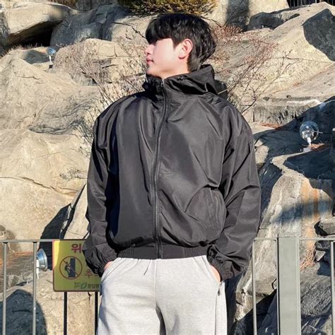 후드 바람막이 오버핏 스트링 고프코어 윈드브레이커 자켓