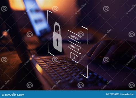 User Typing Login And Password Cyber Security Concept Data Protection