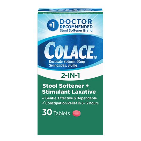 Colace 2 In 1 Stool Softener And Stimulant Laxative Tablets Gentle