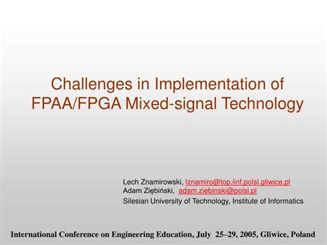 PPT Challenges In Implementation Of FPAA FPGA Mixed Signal Technology PowerPoint Presentation