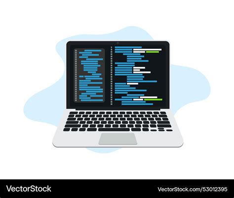 Coding And Programming App In Laptop Screen Vector Image