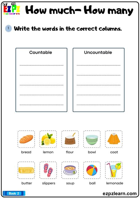 Uncountable Nouns Worksheet Free Word Template