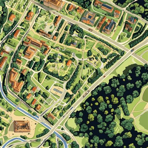 A Detailed City Road Map Showing Major Streets Minor Roads And Key