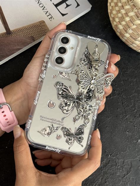 Moboluxe موبولوکس کاور موبایل سامسونگ پروانه و قلب آیینه ای آویز دار