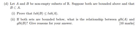 Solved Let A And B Be Non Empty Subsets Of R Suppose