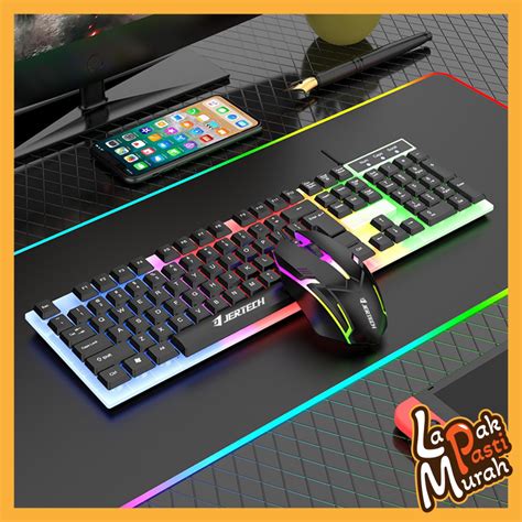 Jual Lpm 1 Set Keyboard Mouse Gaming Led Jertech Star Km170 Keyboard Mouse Lampu Set
