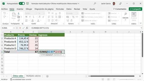 Las Fórmulas Matriciales En Excel Office A Tope