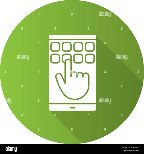 Smartphone Touchscreen And Keypad Flat Design Long Shadow Glyph Icon Hand Entering Smartphone