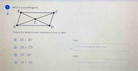 solved abcd is a parallelogram determine whether each statement is