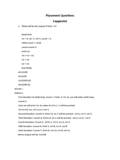 Capgemini Questions Pdf Computer Engineering Software Development