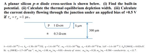 Solved A Planar Silicon P−n Diode Cross Section Is Shown