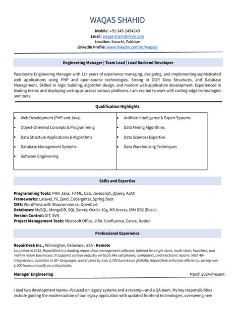 waqas shahid resume pdf my sql word press