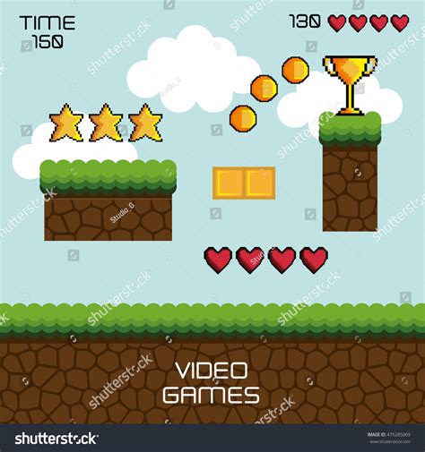 Display Game Pixel Interface Vector Illustration Stock Vector Royalty Free