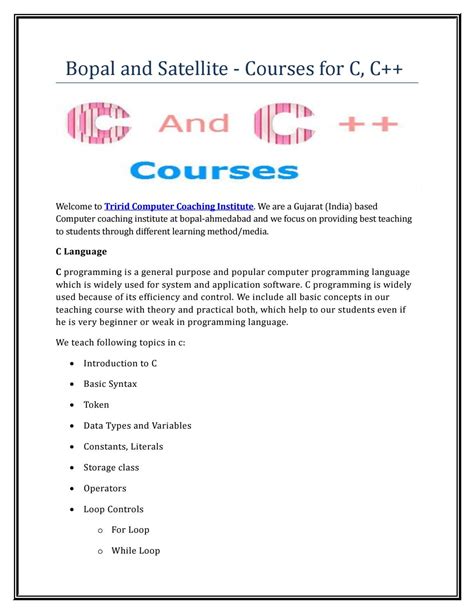Bopal And Satellite Courses For C C By Rosario Riley Issuu