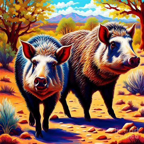Arizona Desert Javelinas Digital Art By Methune Hively Fine Art America