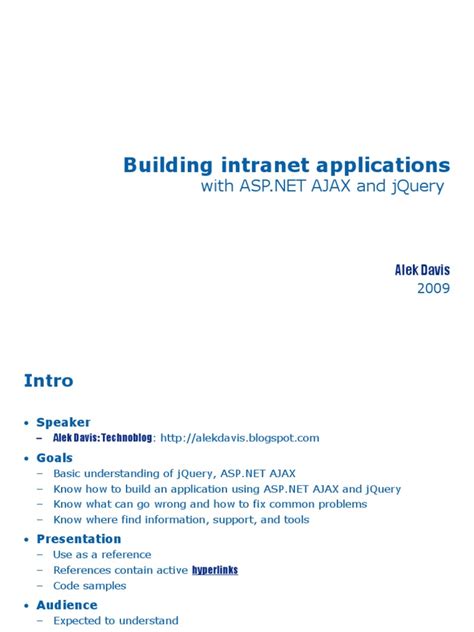 Building Intranet Applications With Asp Net Ajax And Jquery Pdf J