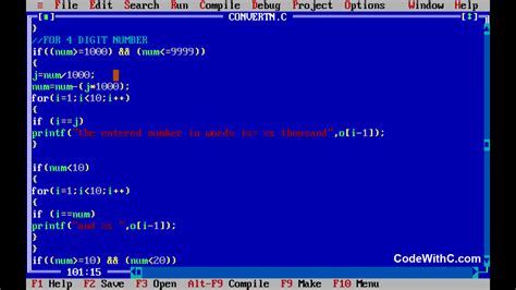 C Program Converts Number In Digits To Equivalent Word Code With C