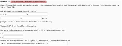 Solved Problem 16 PREVIEW ONLY ANSWERS NOT RECORDED 1 Chegg Com