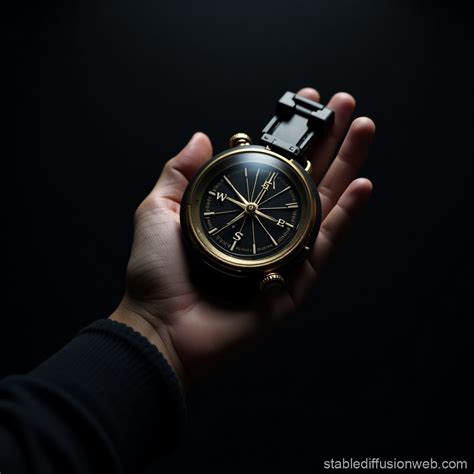 Futuristic Compass Clock Hand Stable Diffusion Online