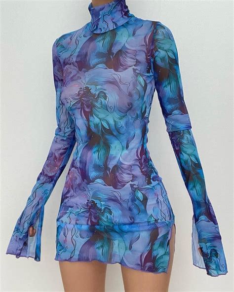 Galea Bodycon Dress Mini Dress Bodycon Dress Long Sleeve Mesh Dress