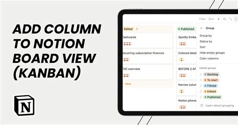 add column to notion board view kanban