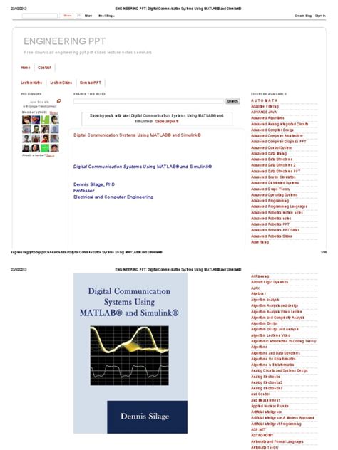 engineering ppt digital communication systems using matlab® and