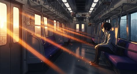 Free Sunset Train Solitude Photo Anime Sunset Train Download At Stockcake