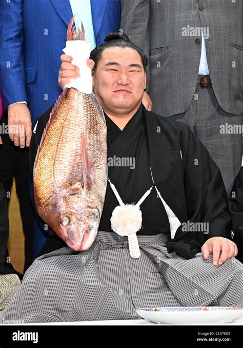 Hoshoryu Mongolian Ozeki Sumo Wrestler Celebrates After The Ceremony
