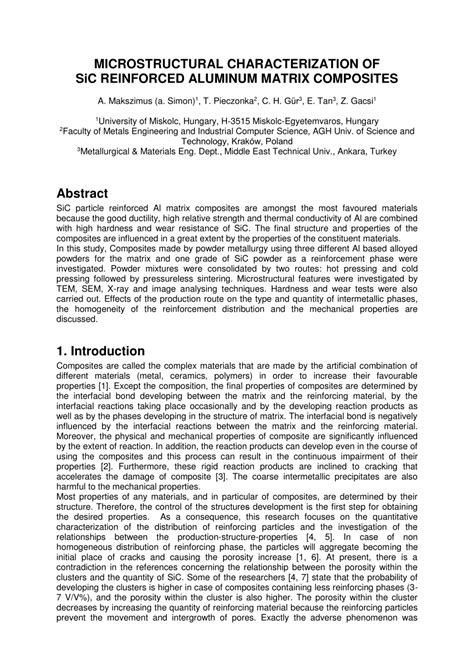 Pdf Microstructural Characterization Of Sic Reinforced Aluminum Matrix Composites