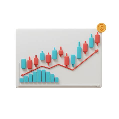 Rising Stock Market Chart With Candlesticks And Upward Trend Line
