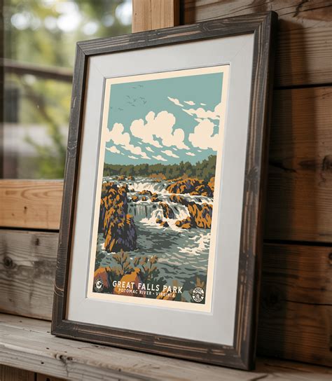 Great Falls Park National Park Style Art Print Vintage Wpa Style R