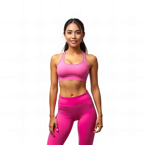 Elegant Picture Fitness Woman In Pink Gym Suit Premium Ai Generated Image