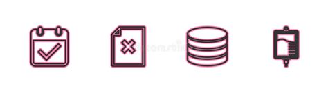 set line calendar with check mark database delete file document and