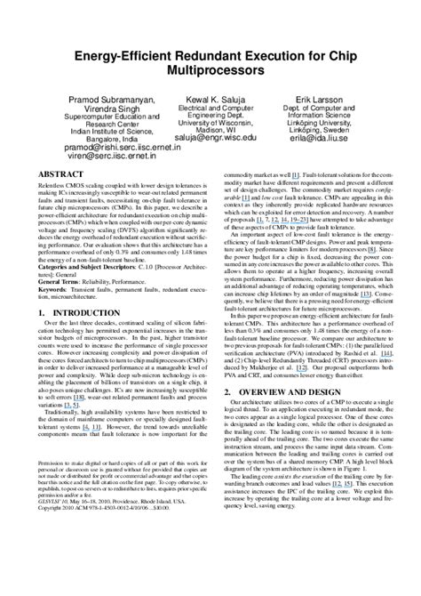 Pdf Energy Efficient Redundant Execution For Chip Multiprocessors
