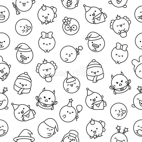 Cute Soap Bubble Seamless Pattern Coloring Page Stock Vector
