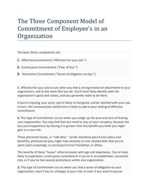 The Three Component Model Of Commitment Of Employe1 Docx