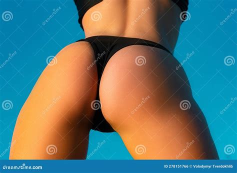 Gorgeous Buttocks Booty In Bikini Close Up Female In Panties Stock