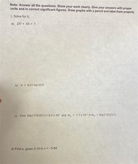 Solved Note Answer All The Questions Show Your Work Chegg