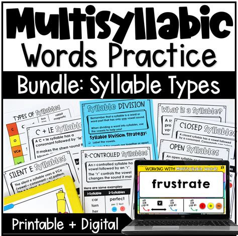 Decoding Multisyllabic Words Using Syllable Types Free Posters