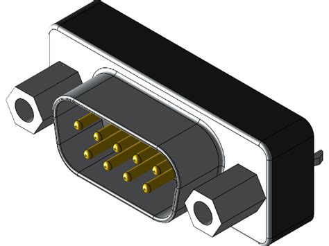 Harting D Sub Connector Straight D CAD Model Library GrabCAD