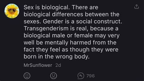 Sex Is Biological There Are Biological Differences Between The Sexes