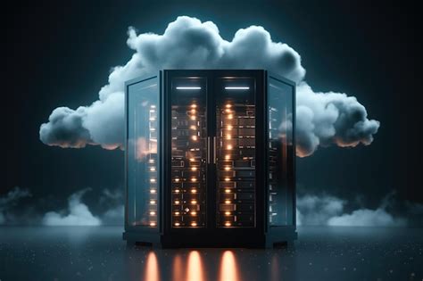 Premium Ai Image Cloud Storage Server And Datacenter Cloud Computing Technology Concept
