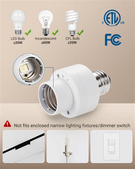 Dewenwils Remote Control Light Socket 110v 120v 125v Wireless Remote Light Bulbs Switch 100 Ft