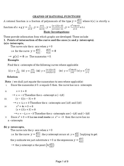 Curve Sketching Pdf Asymptote Fraction Mathematics